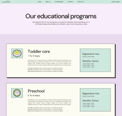 Our Programs - Child Daycare | Elementor Kit Library