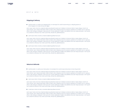 Help & Info - Ecommerce Wireframe 1 (Flexbox) | Elementor Kit Library