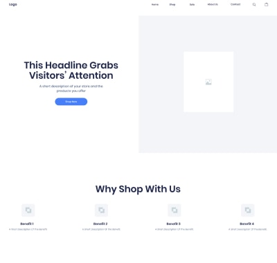 Home - Ecommerce Wireframe 2 (Flexbox) | Elementor Kit Library