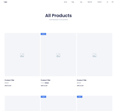 Shop - Ecommerce Wireframe 2 (Flexbox) | Elementor Kit Library