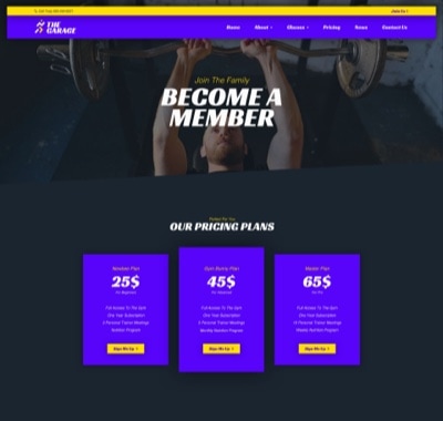 Pricing - Gym (Flexbox) | Elementor Kit Library