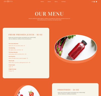 Menu - Juice Bar (Flexbox) | Elementor Kit Library