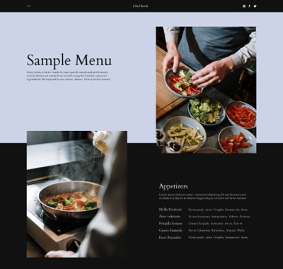 Sample Menu - Personal Chef | Elementor Kit Library
