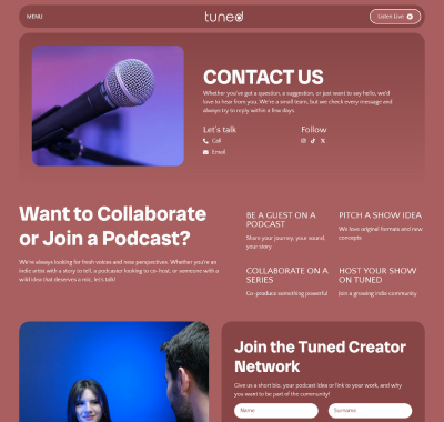 Contact - Podcast for Creators & Musicians (Hello Plus) | Elementor Kit ...
