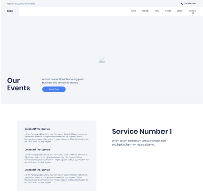 Events - Restaurant Wireframe 1 (flexbox) | Elementor Kit Library