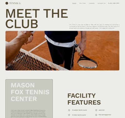 Our Club - Tennis Club | Elementor Kit Library
