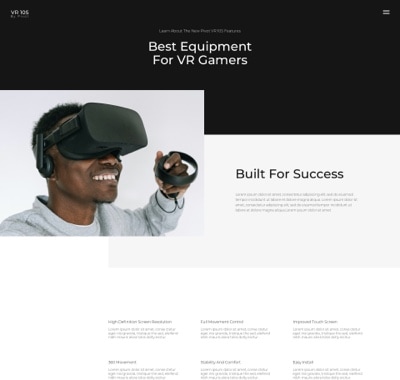 Features - VR Gaming Equipment | Elementor Kit Library