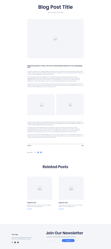 Blog Wireframe 1 - Single Post - Library
