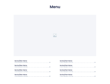 Restaurant Wireframe 1 - Menu - Library